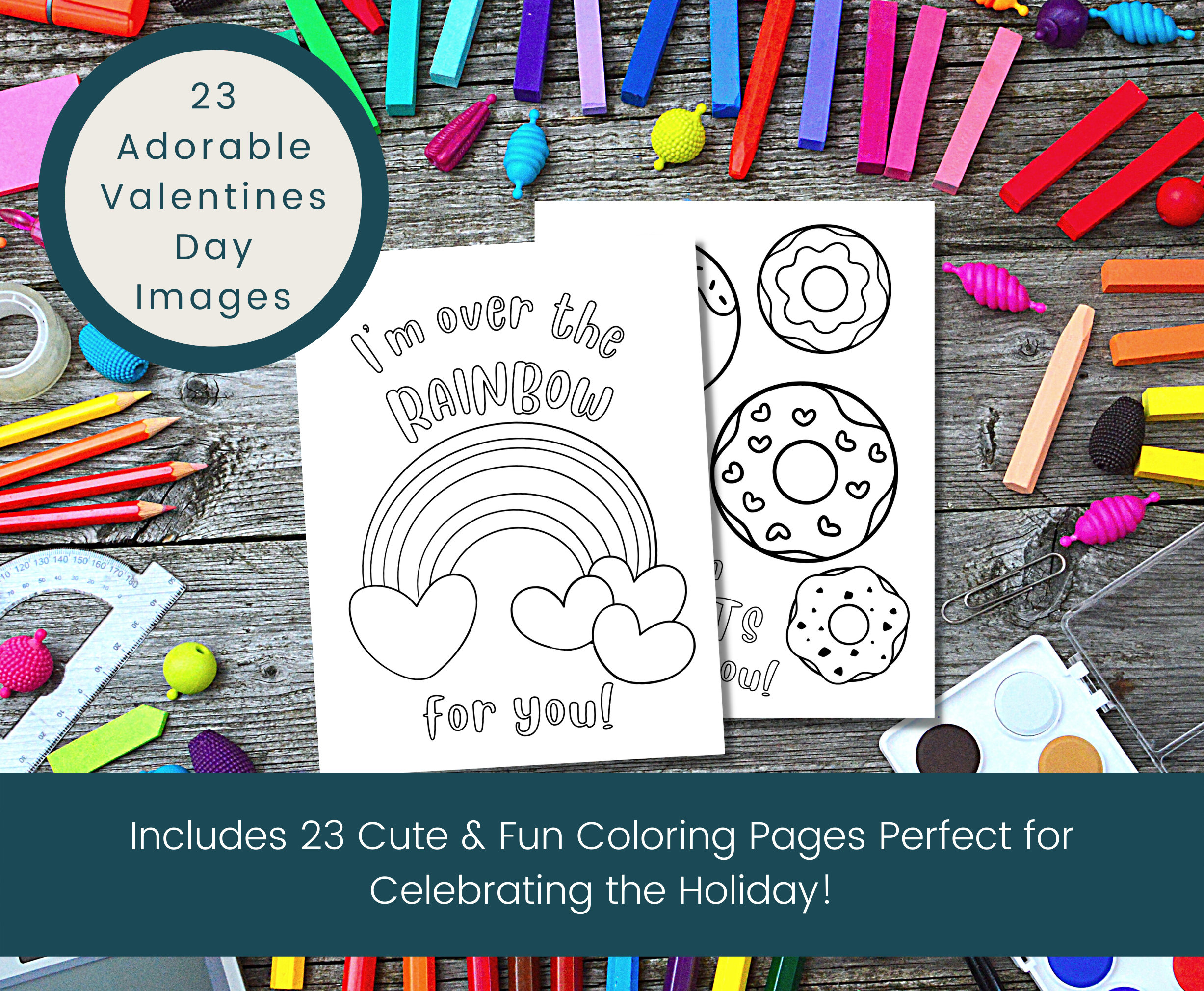 Valentines Day Coloring Page Bundle for Kids, Valentines Day Activity ...