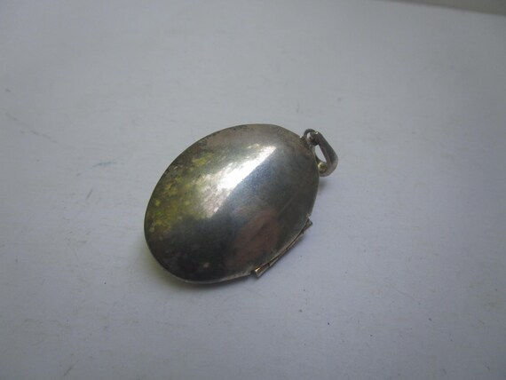 Vintage Large Photo Locket Pendant with Pink Flower - Gem