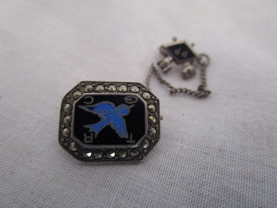 Antique TRGC Bluebird Lapel Pin & Chain Fraternal Enamel on - Etsy