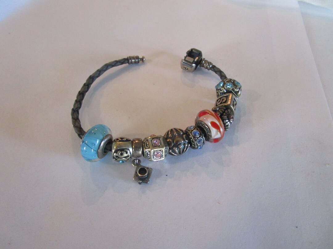 Vtg Sterling Silver Pandora Slide Charm Bracelet With 10 Charms - Etsy