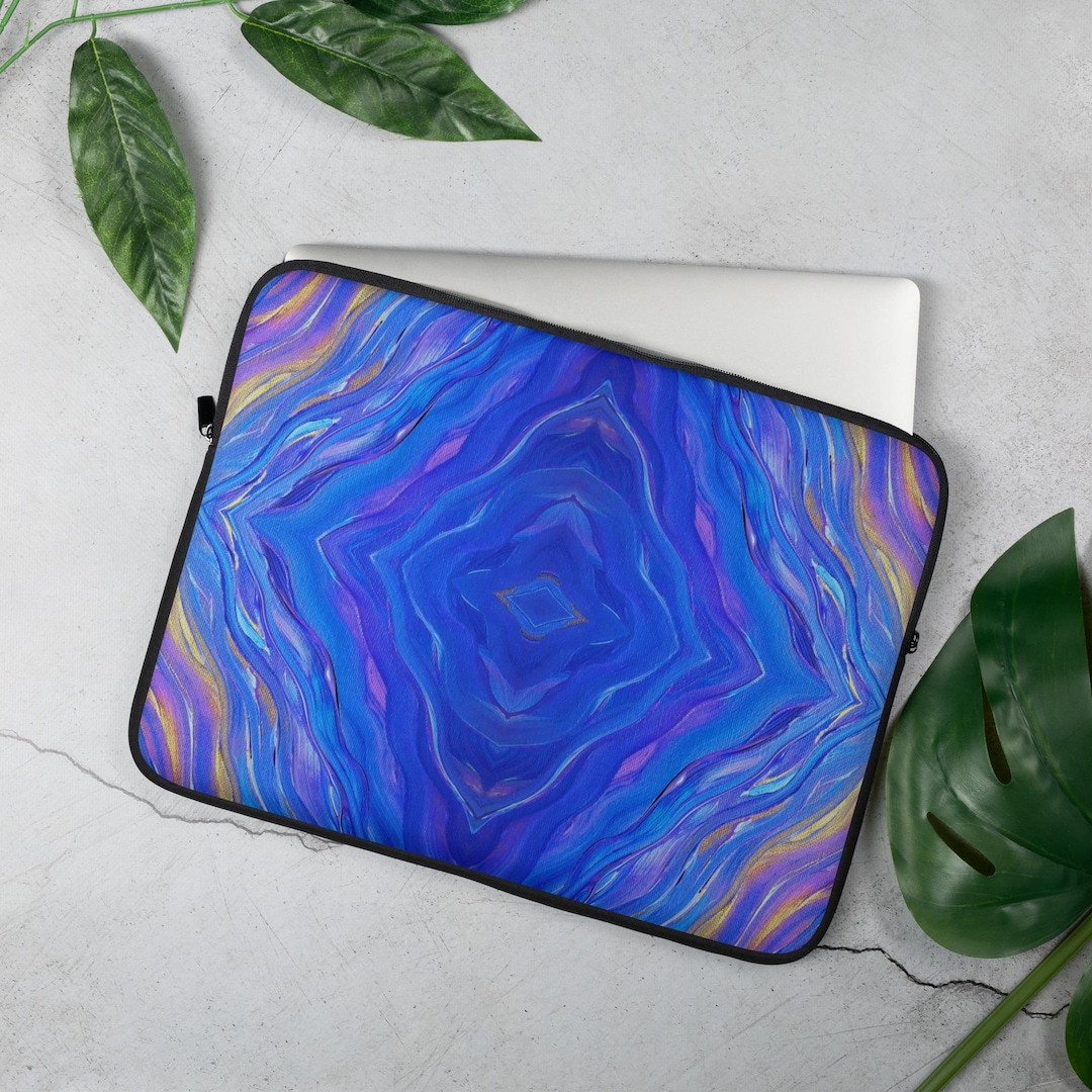 Blue Laptop Sleeve, Blue Chakra Magical Energy Art, Creative Design ...