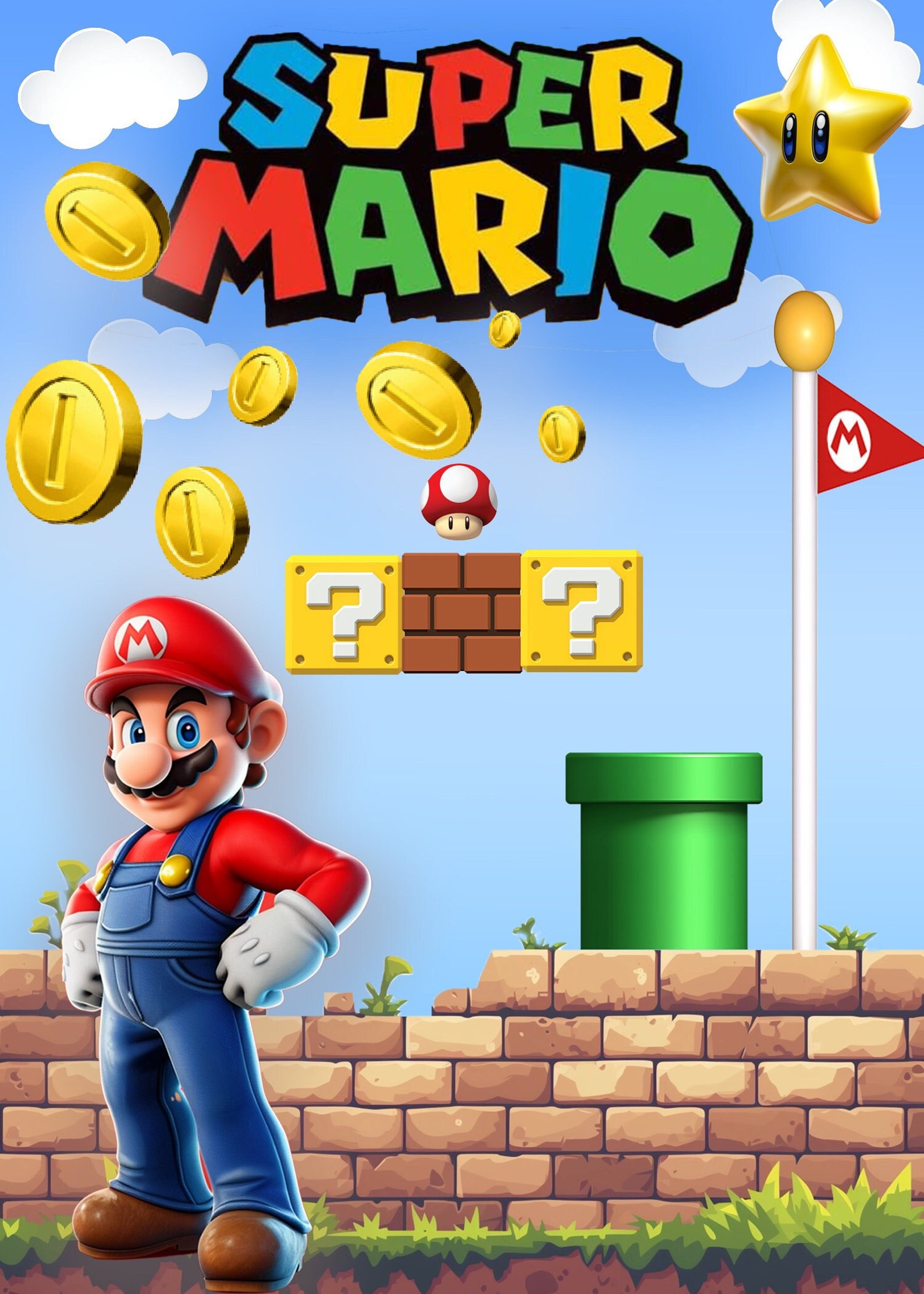 Mario Backdrop - Etsy