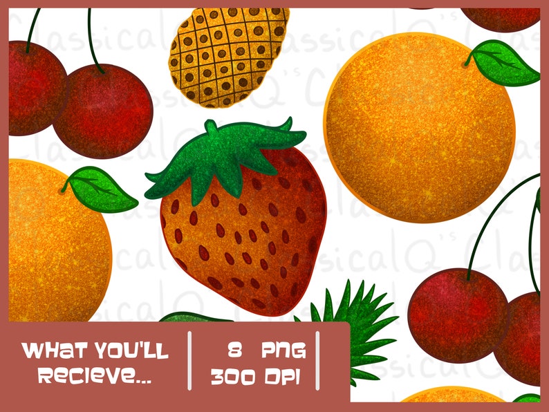 Glitter Fruit Clip Art Digital Crafts Spring Clip Art - Etsy