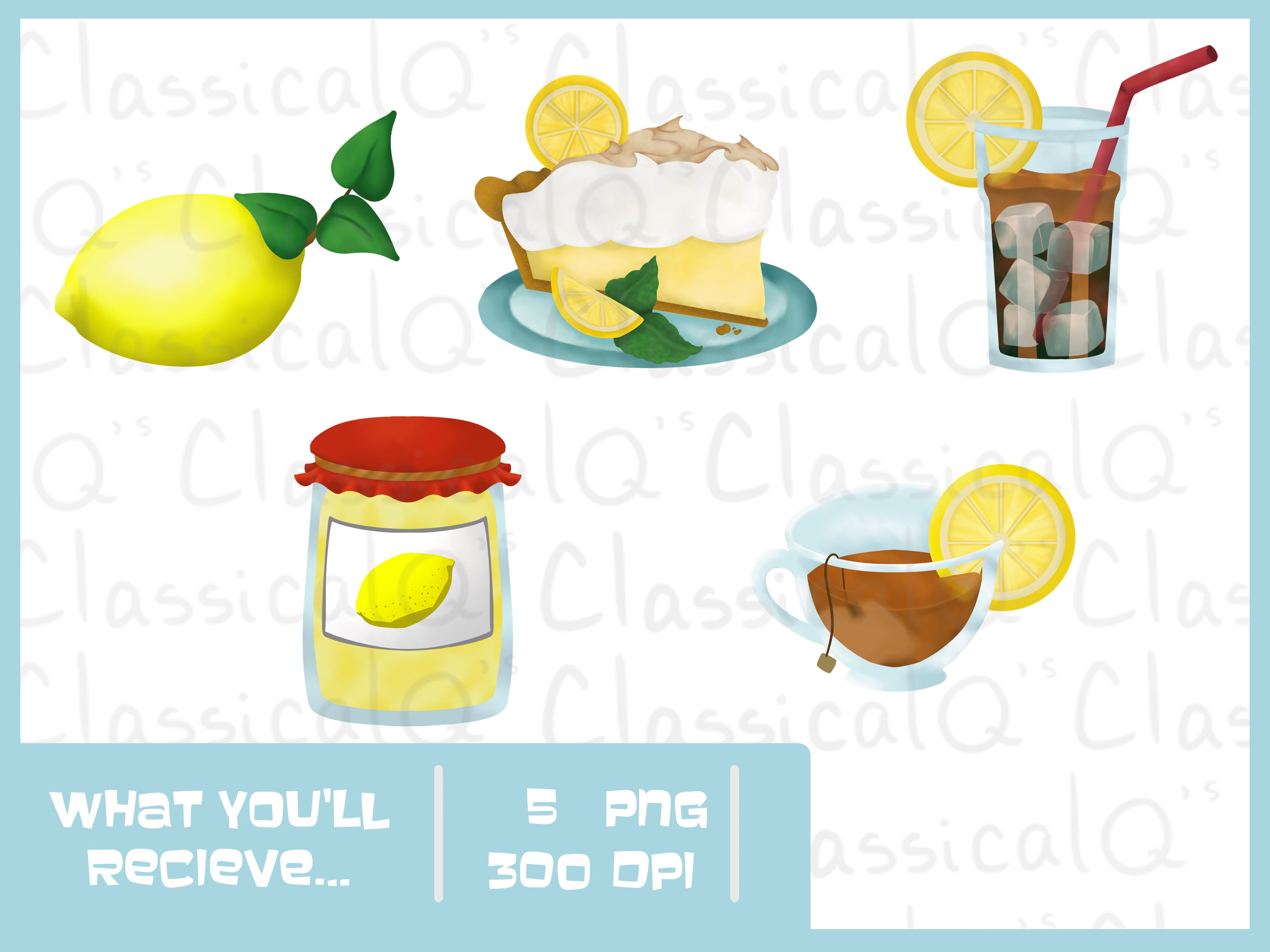 Lemon Food Clip Art, Lemon Pie, Water Color Clip Art, Digital ...