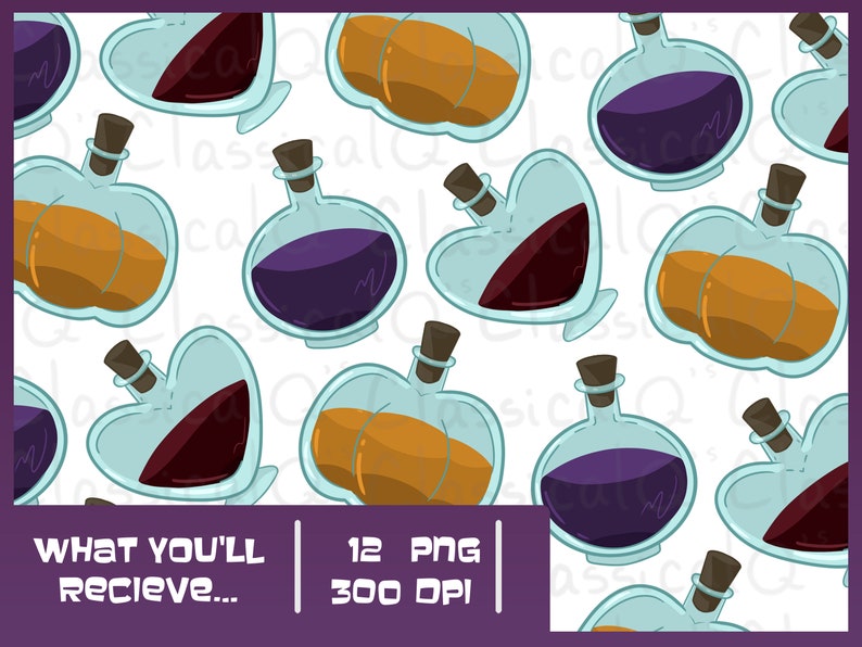 Halloween Potion Bottles Spooky Halloween Clipart PNG Hand - Etsy