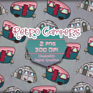 Retro, Happy Camper Clip Art, Summer, Travel, PNG, Camping, Vintage ...