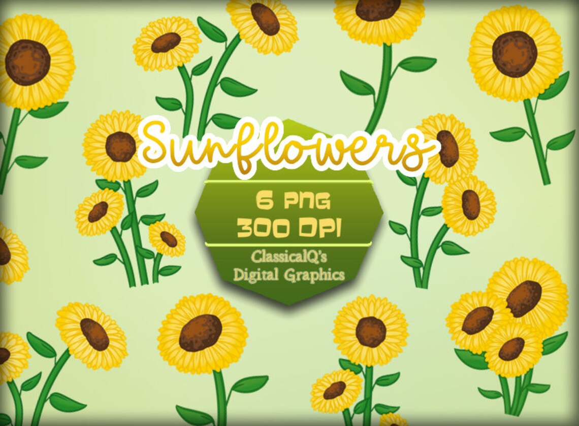 Hand Drawn Sunflowers Clip Art, Sunflowers PNG, Wildflower Clip Art ...