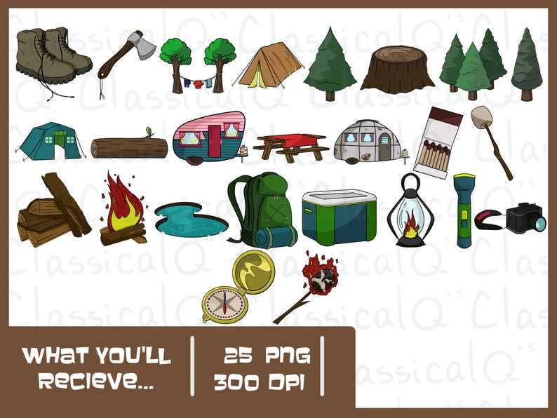 Outdoor Clip Art, Happy Camper, Camper Clip Art, Camper PNG, Tree Clip ...