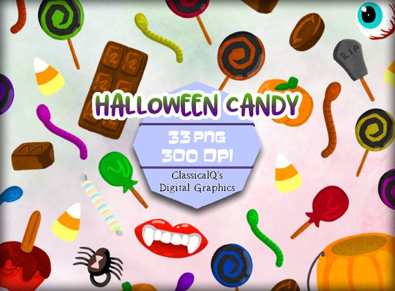 Hand Drawn Halloween Candy Clip Art Textured Candy Trick or | Etsy