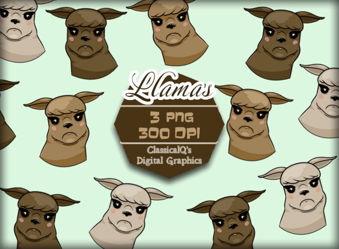 Llama Clip Art, Alpaca Clip Art, PNG, Animal, Llama Graphics, Funny ...
