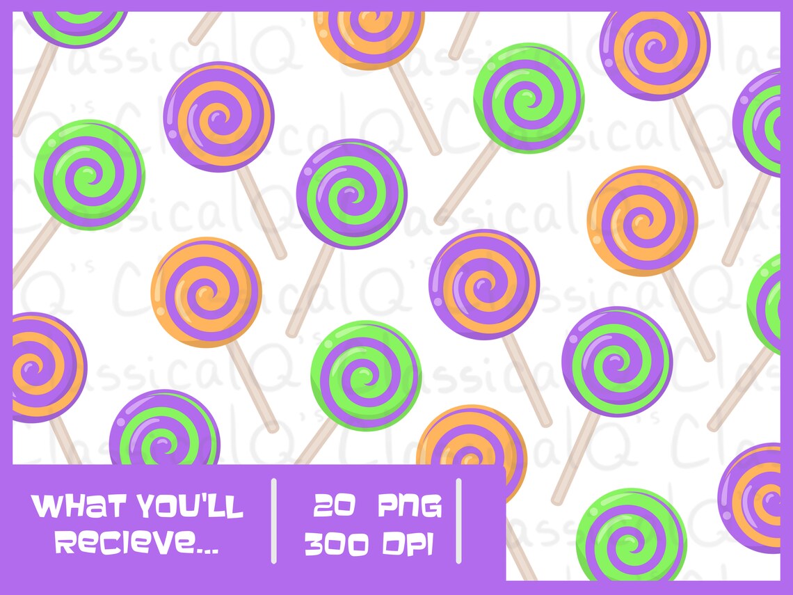 Halloween Candy, Halloween PNG, Hand Drawn, Lollipops, Candy PNG ...
