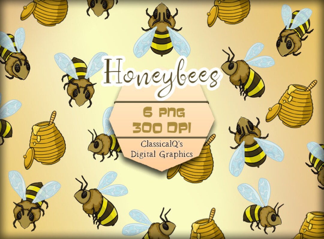 Honey Bee Clip Art, Spring Bees, Hand Drawn Digital Clip Art, Digital ...