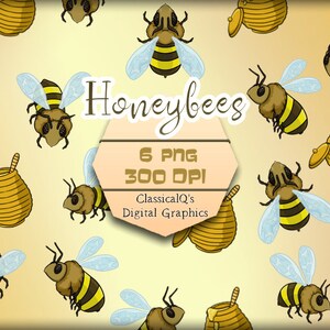 Honey Bee Clip Art, Spring Bees, Hand Drawn Digital Clip Art, Digital ...