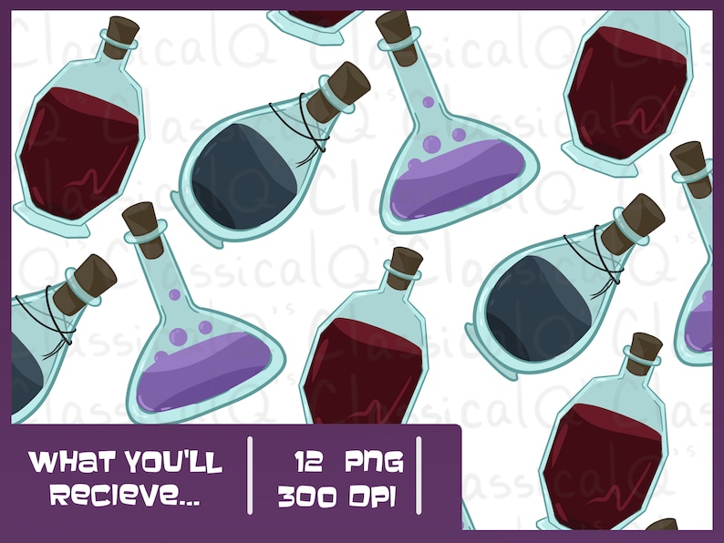 Halloween Potion Bottles Spooky Halloween Clipart PNG Hand - Etsy