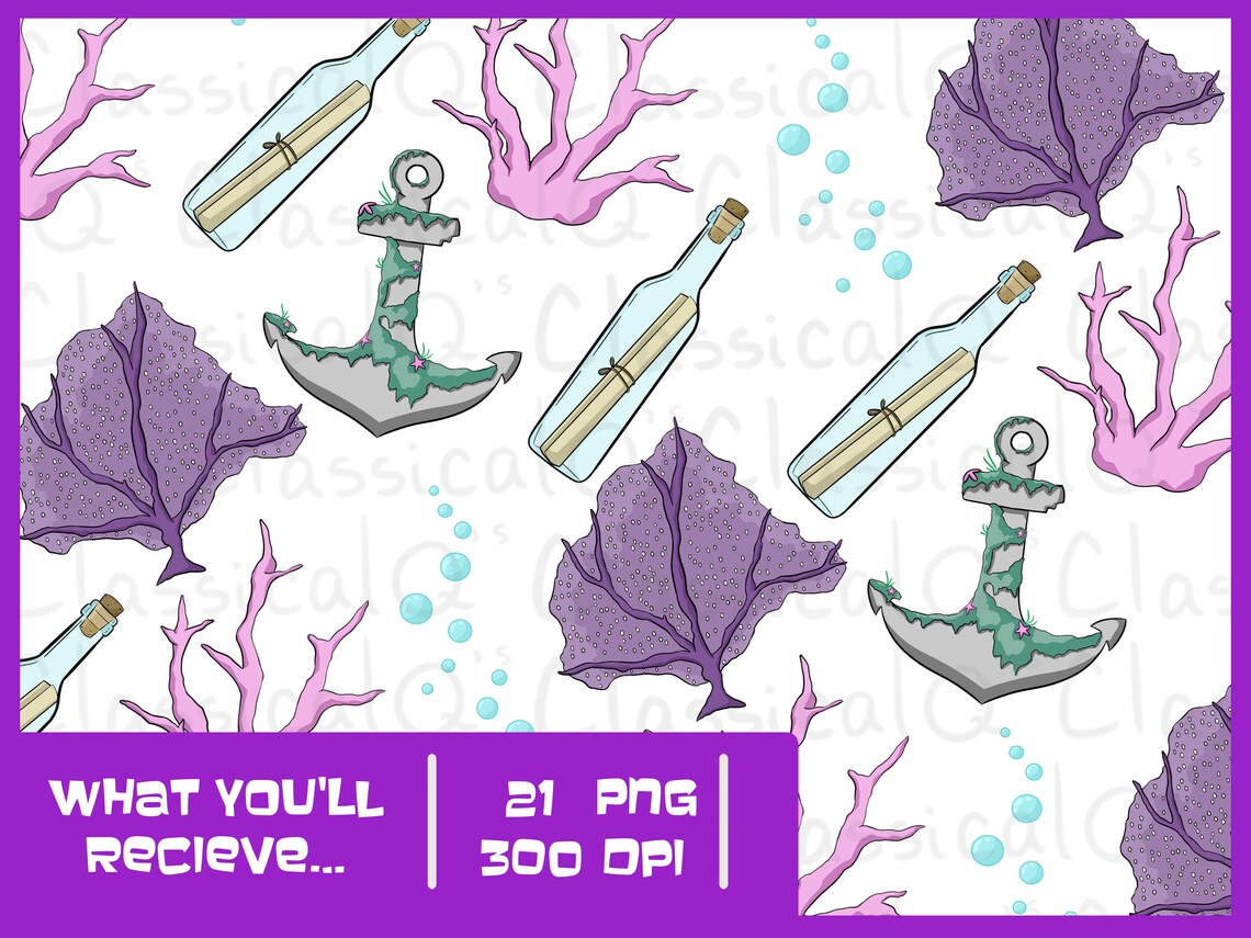 Underwater Clip Art, Mermaid Clip Art, Mermaid PNG, Hand Drawn Clip Art ...