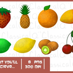 Glitter Fruit Clip Art Digital Crafts Spring Clip Art - Etsy