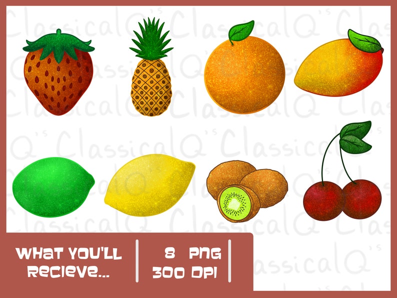 Glitter Fruit Clip Art Digital Crafts Spring Clip Art - Etsy