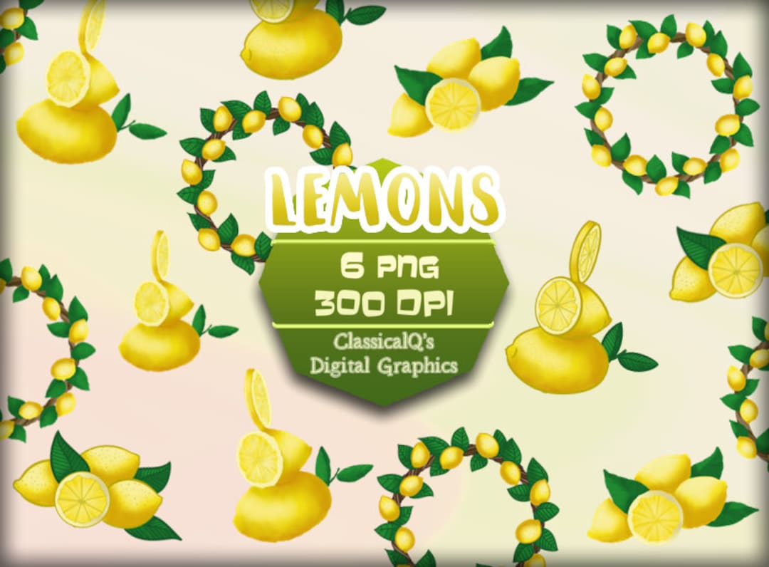 Hand Drawn Lemon Clip Art, Lemons Clip Art, Digital Scrapbooking, Hand ...