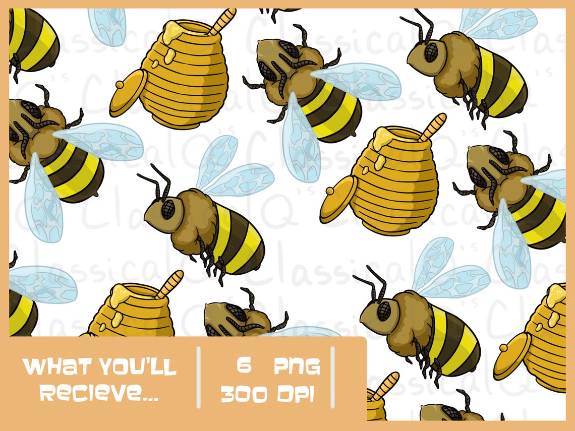 Honey Bee Clip Art Spring Bees Hand Drawn Digital Clip Art - Etsy
