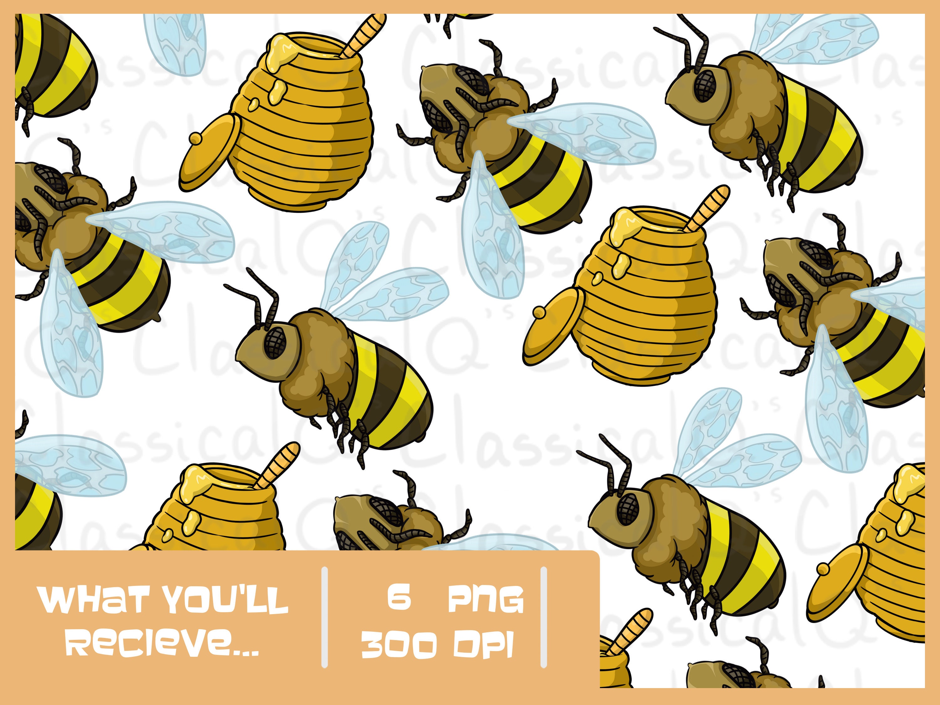 Honey Bee Clip Art Spring Bees Hand Drawn Digital Clip Art - Etsy