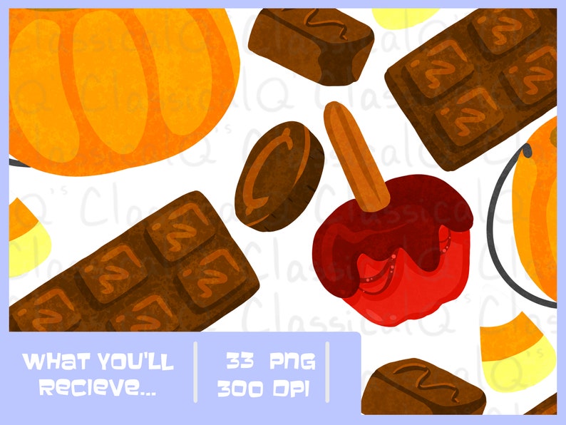 Hand Drawn Halloween Candy Clip Art Textured Candy Trick or - Etsy