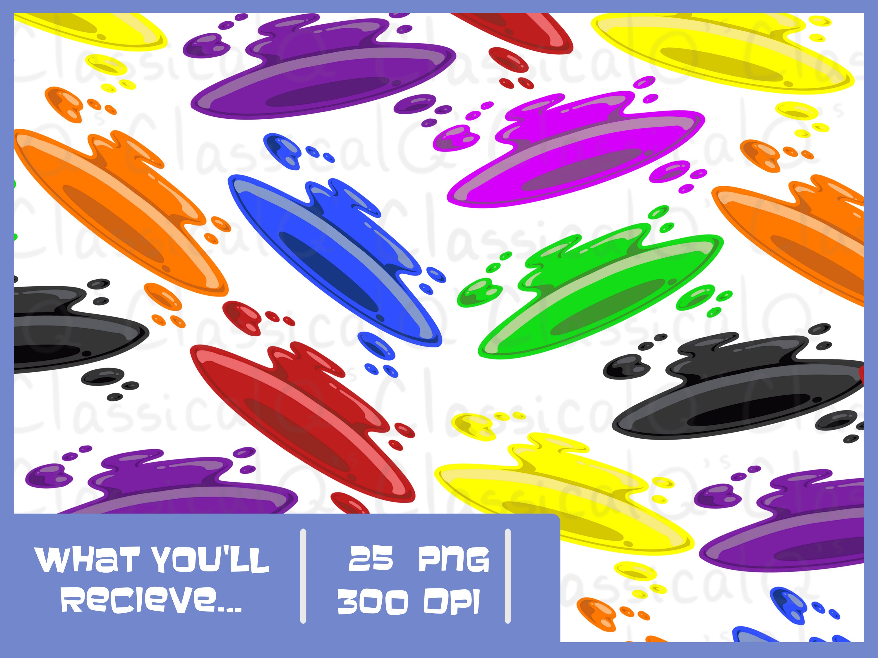 Paint Set Clip Art, Painting Digital Clipart, Hand Drawn, White Toner ...