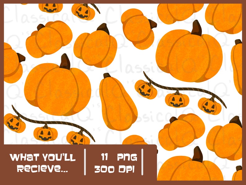 Hand Drawn Pumpkin Clip Art, Halloween Treats, Trick or Treat, Digital ...