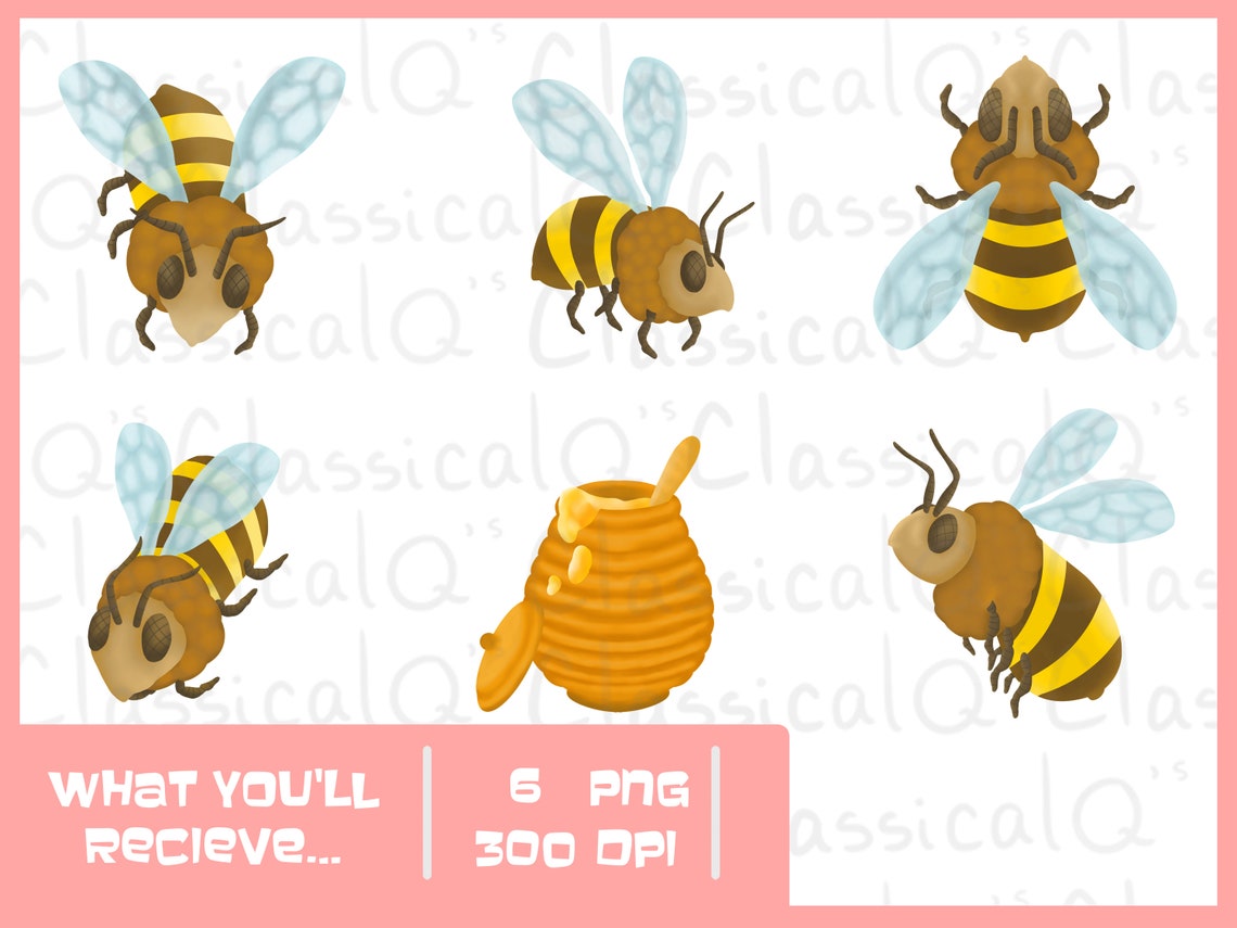 Honey Bee Clip Art, Spring Bees, Hand Painted, Watercolor Clip Art ...