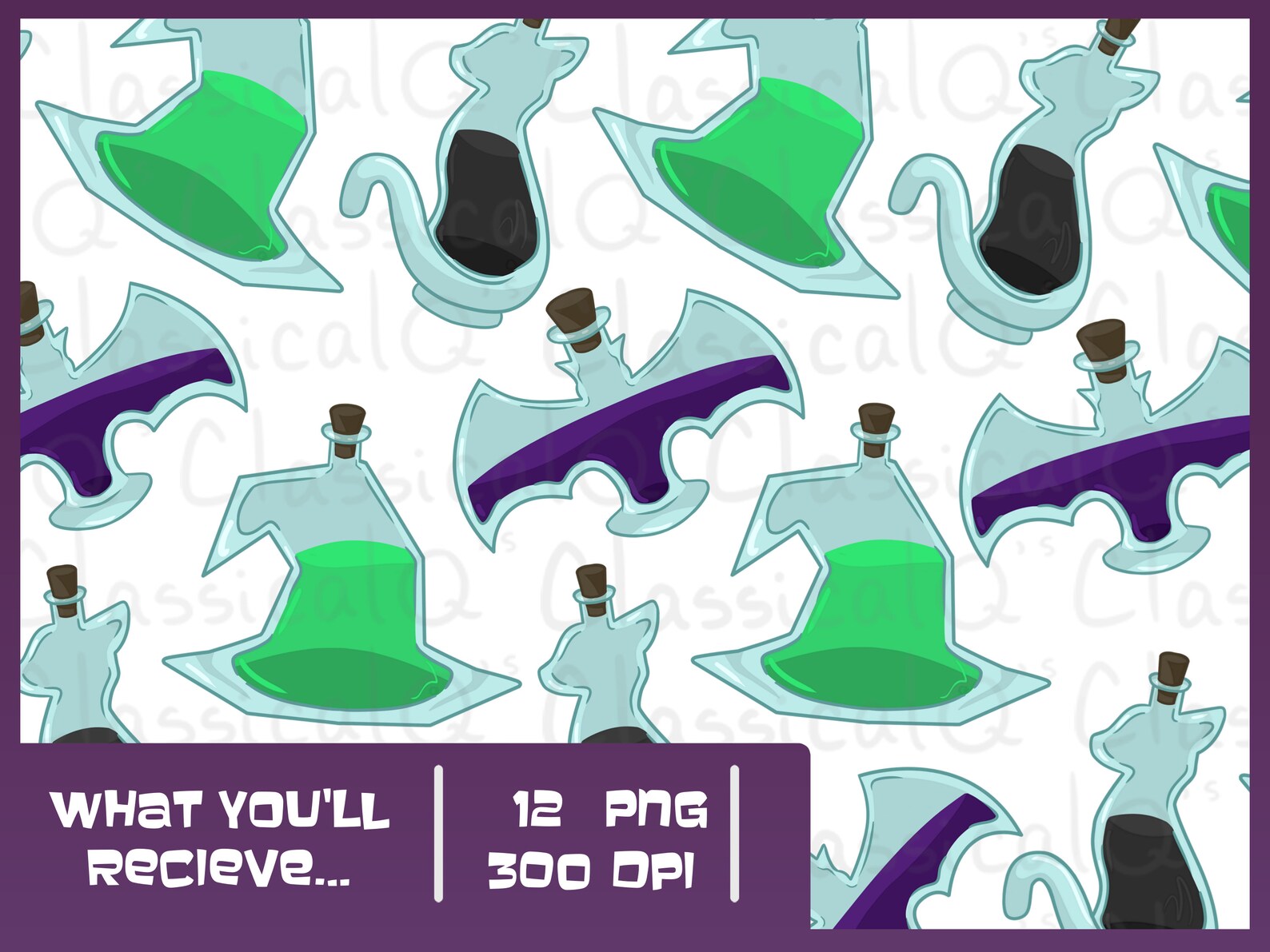 Halloween Potion Bottles Spooky Halloween Clipart PNG Hand - Etsy