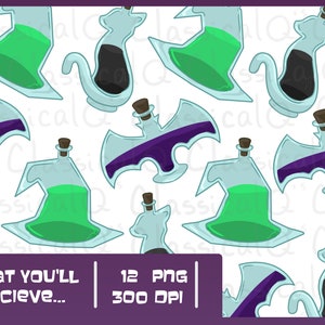 Halloween Potion Bottles, Spooky, Halloween Clipart, PNG, Hand Drawn ...