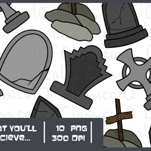 Halloween Clip Art, Graveyard Clip Art, Halloween, Spooky, Hand Drawn ...