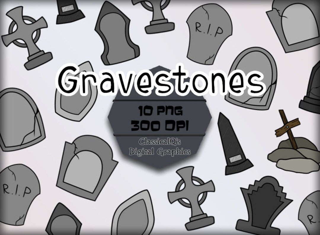 Halloween Clip Art, Graveyard Clip Art, Halloween, Spooky, Hand Drawn ...