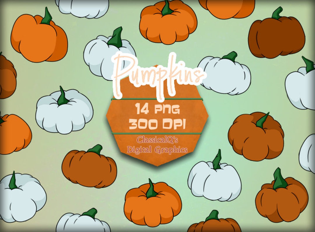 Pumpkin Clip Art, PNG, Halloween Clip Art, Printable, Fall Harvest ...
