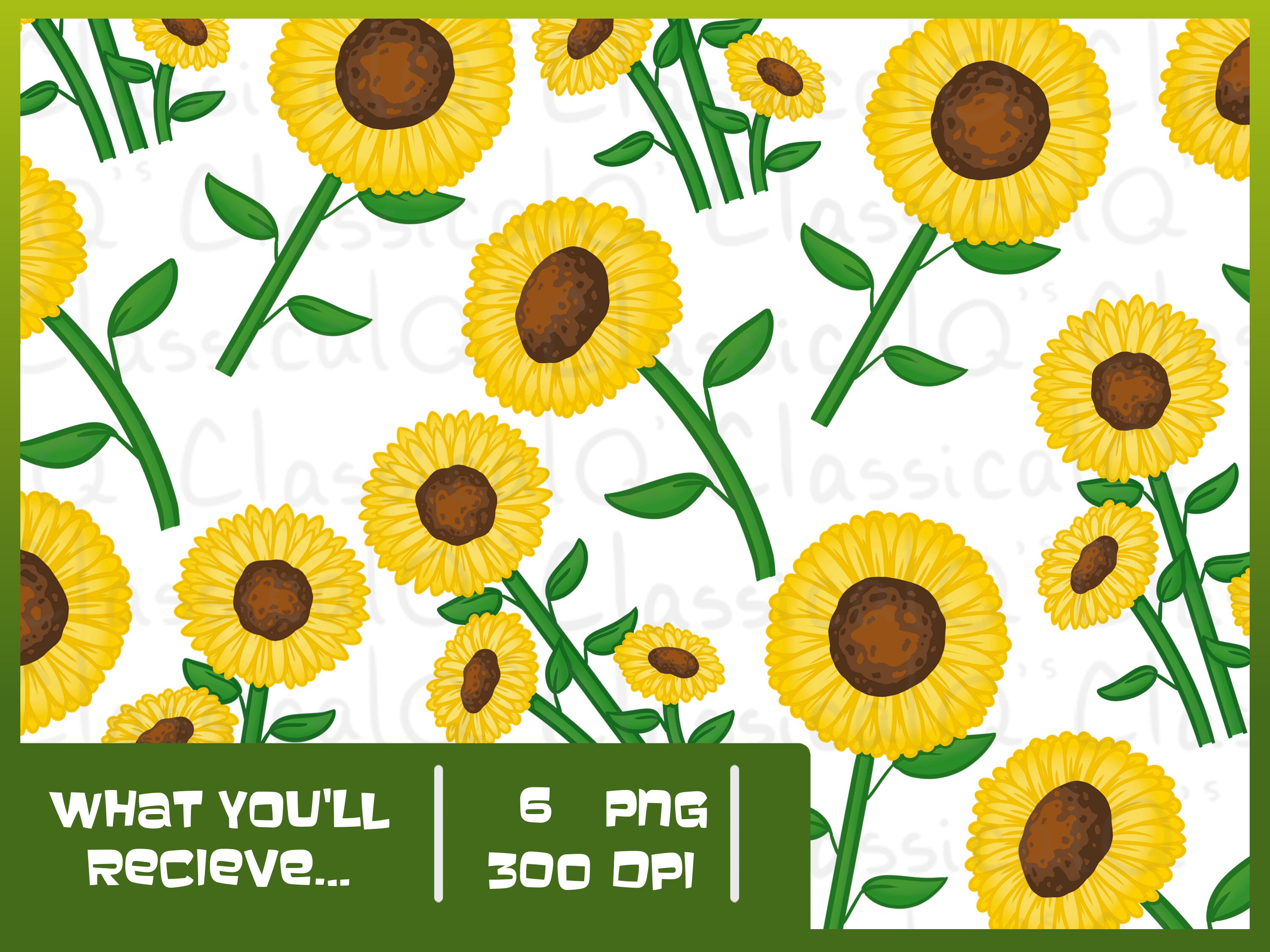 Hand Drawn Sunflowers Clip Art, Sunflowers PNG, Wildflower Clip Art ...