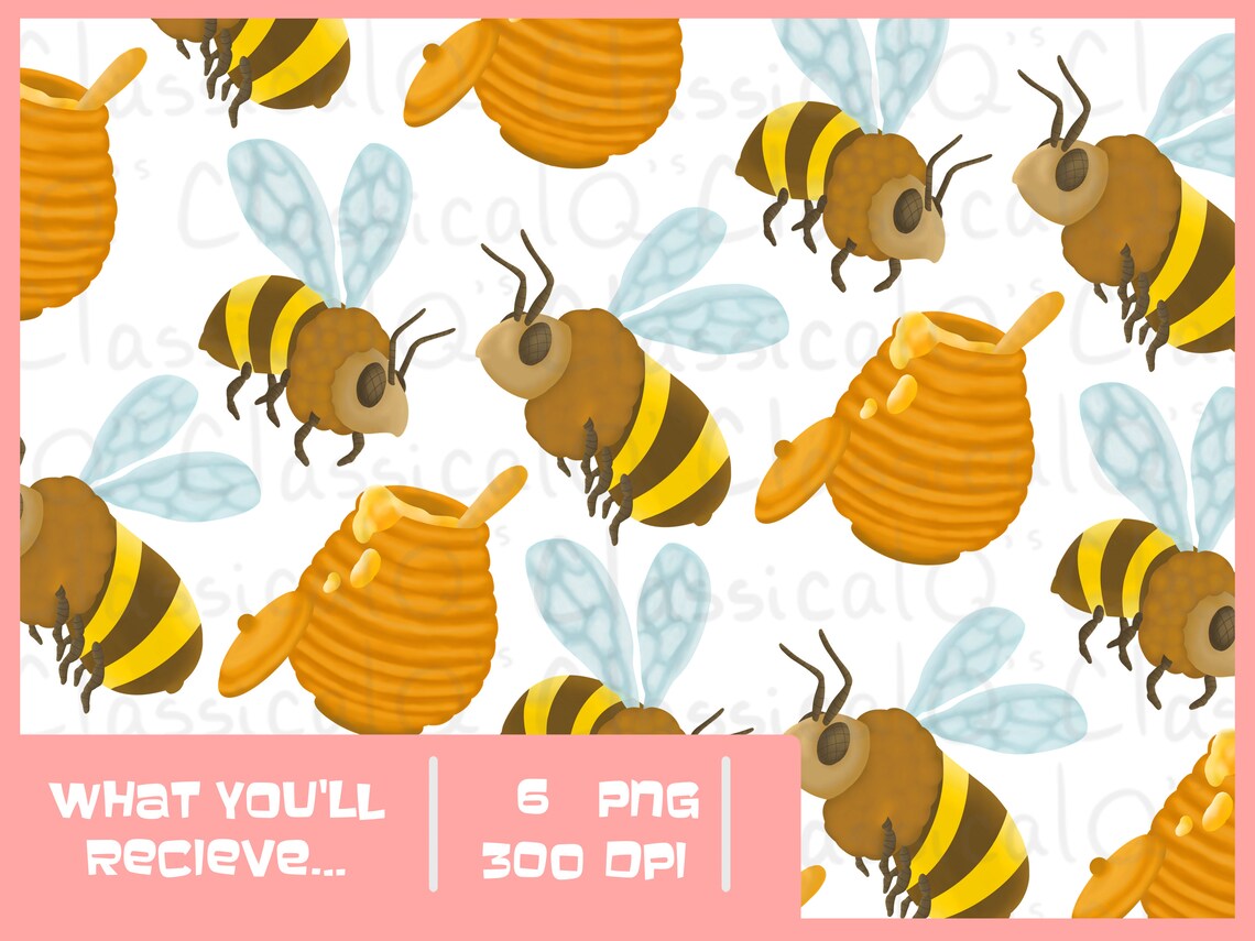Honey Bee Clip Art, Spring Bees, Hand Painted, Watercolor Clip Art ...
