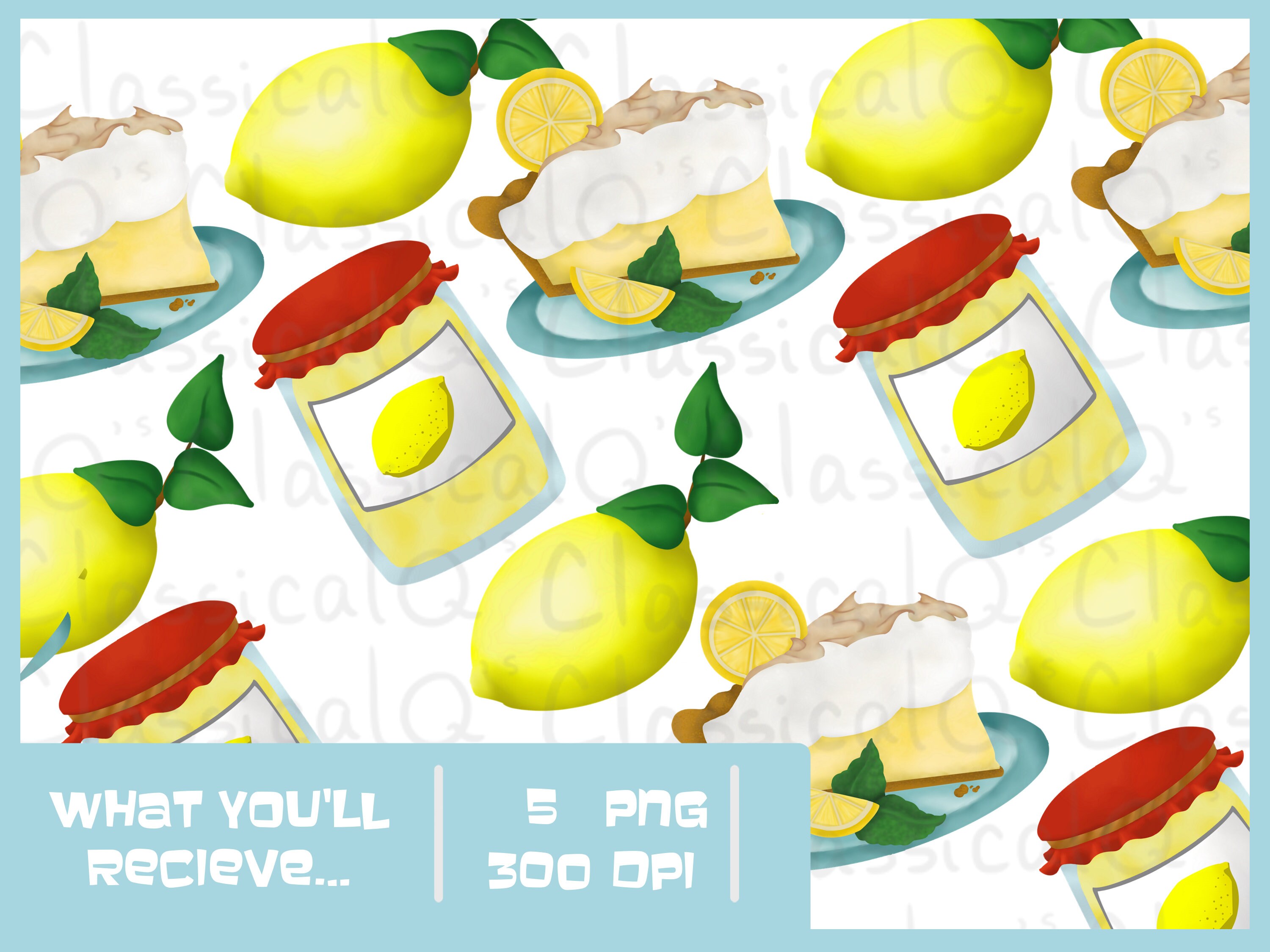 Lemon Food Clip Art, Lemon Pie, Water Color Clip Art, Digital ...