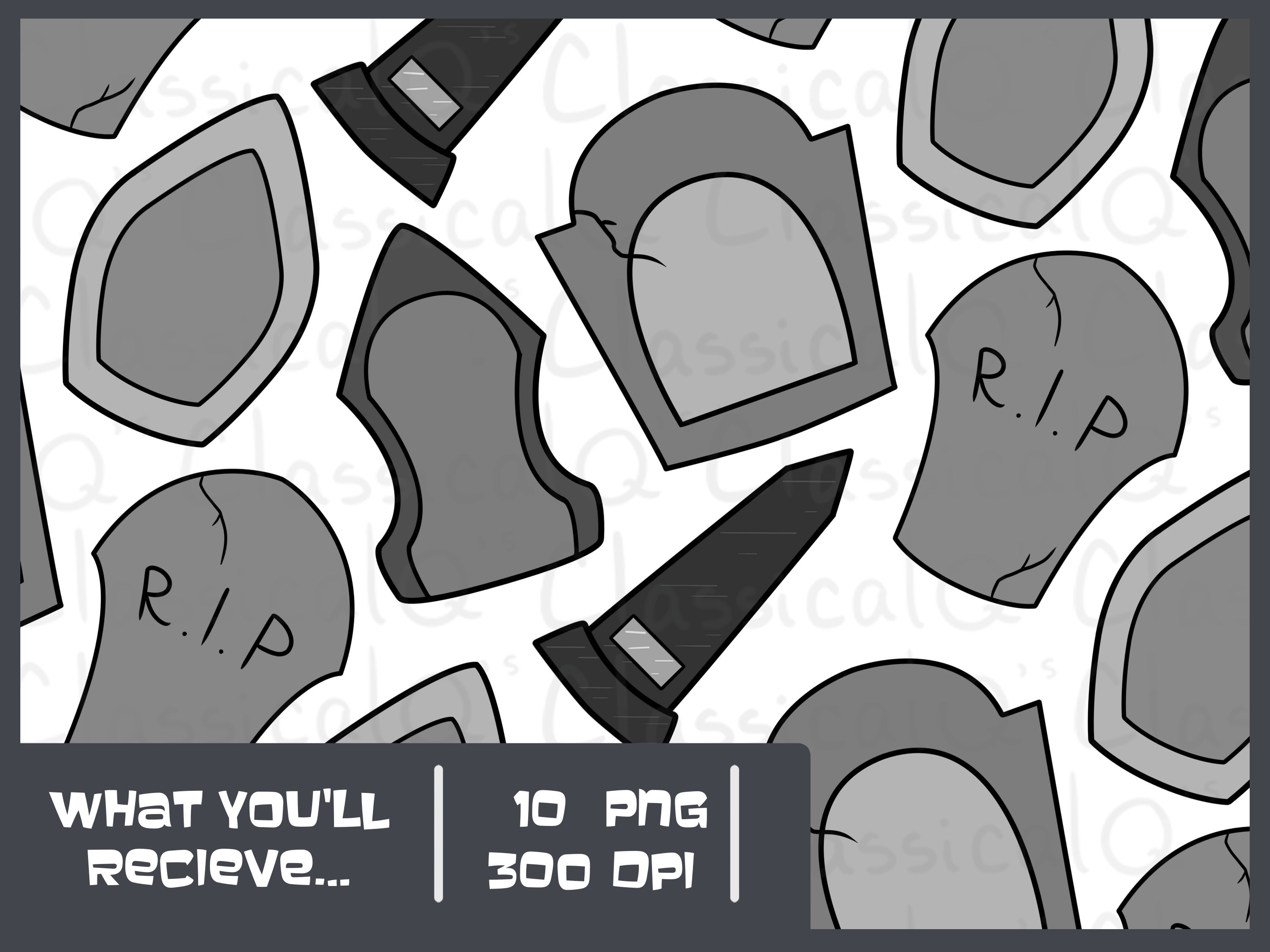 Halloween Clip Art, Graveyard Clip Art, Halloween, Spooky, Hand Drawn ...