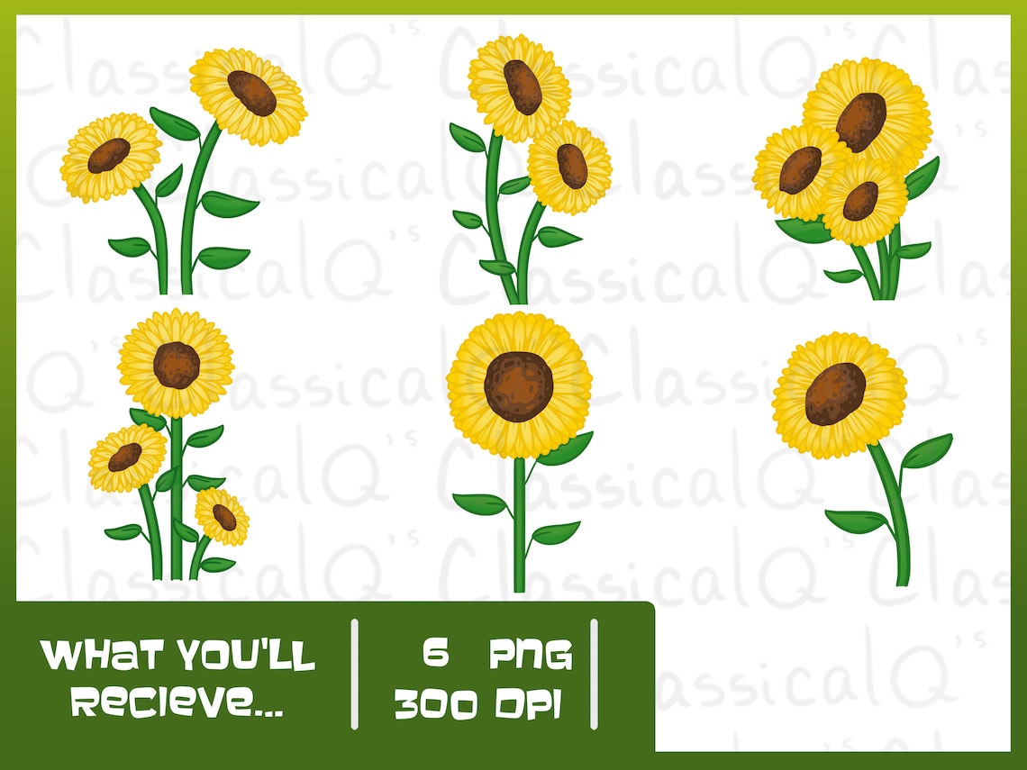 Hand Drawn Sunflowers Clip Art, Sunflowers PNG, Wildflower Clip Art ...
