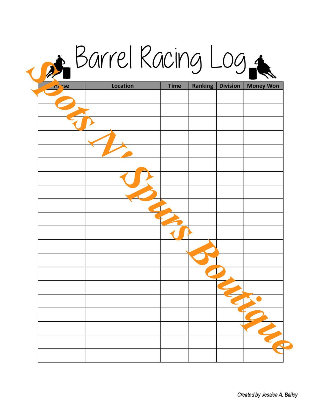 Barrel Racing Log - Etsy