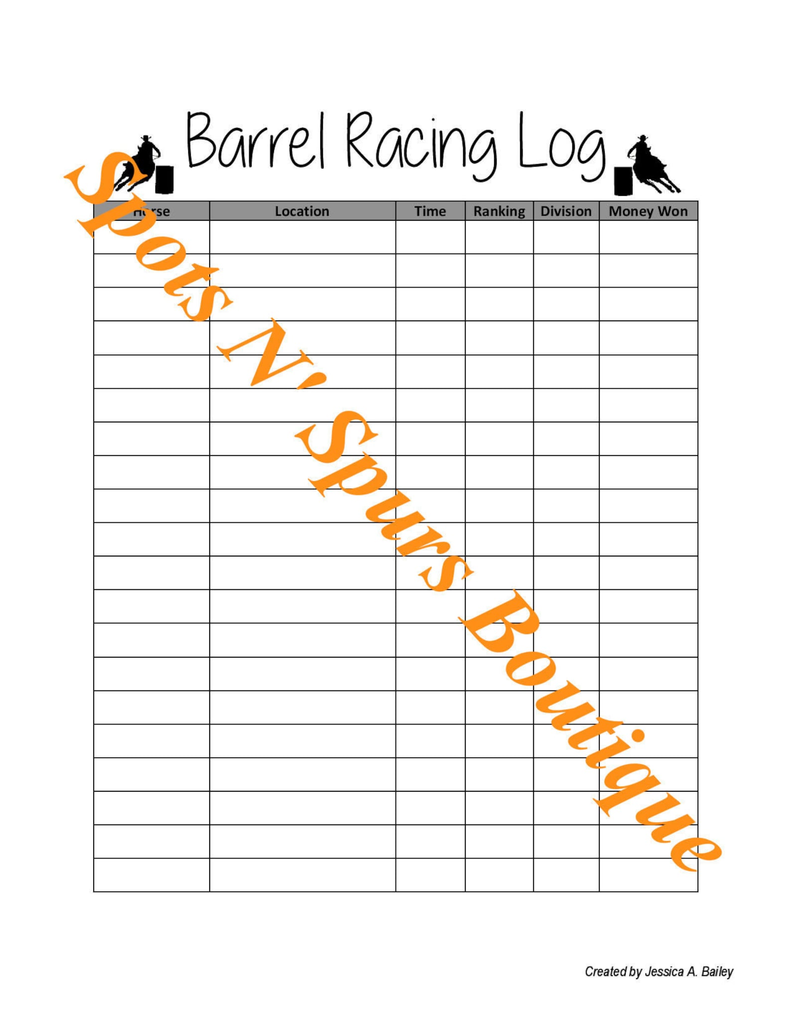 Barrel Racing Log - Etsy