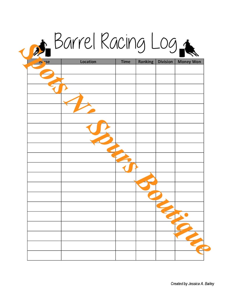 Barrel Racing Log - Etsy