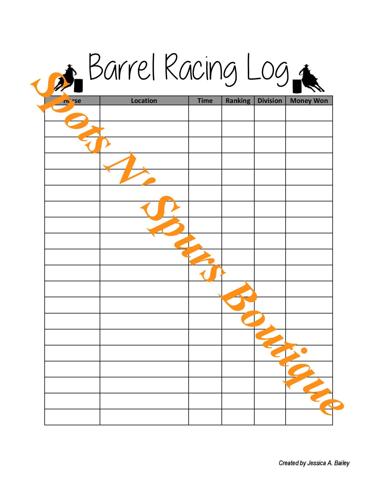 Barrel Racing Log - Etsy