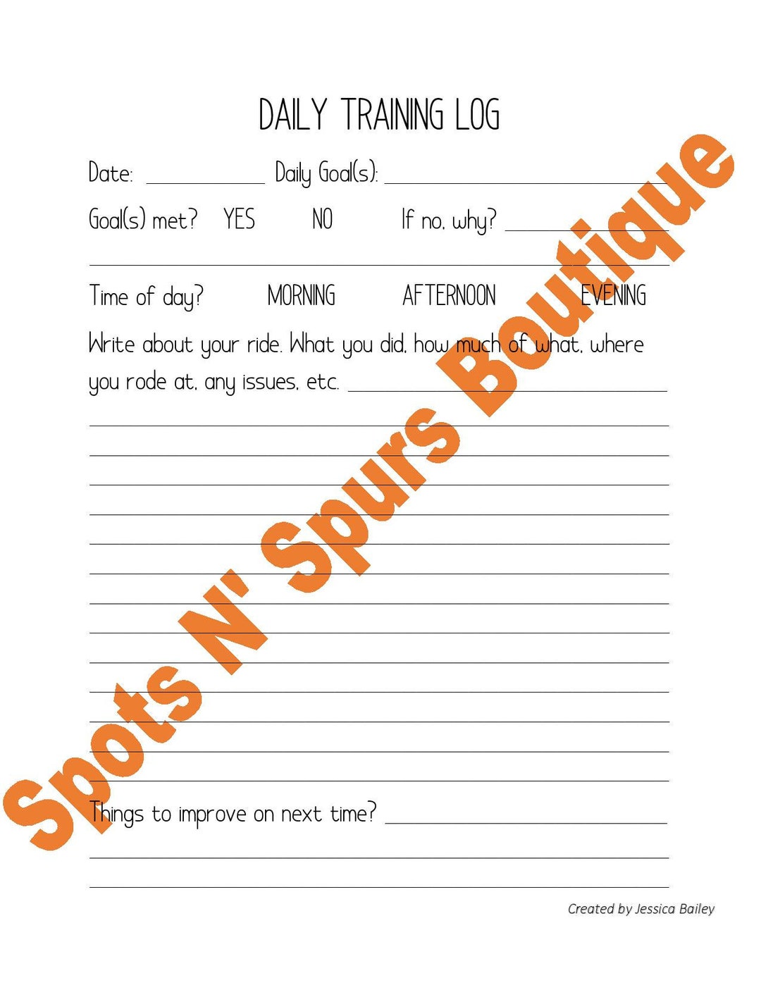 Equine Daily Training Log - Etsy