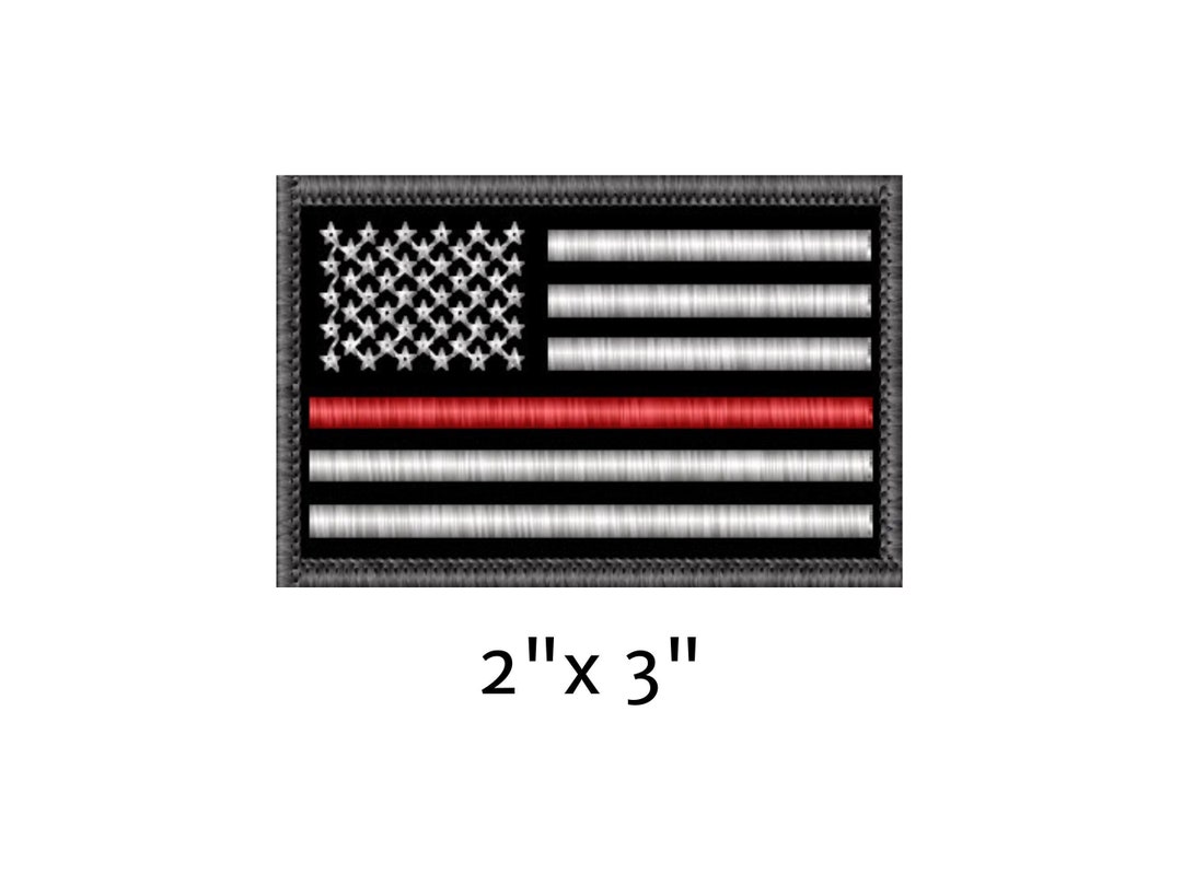 Embroidered 2"x3" Thin Red Line Patch | Firefighter Patch | Flag With Red Line | First Responder ...