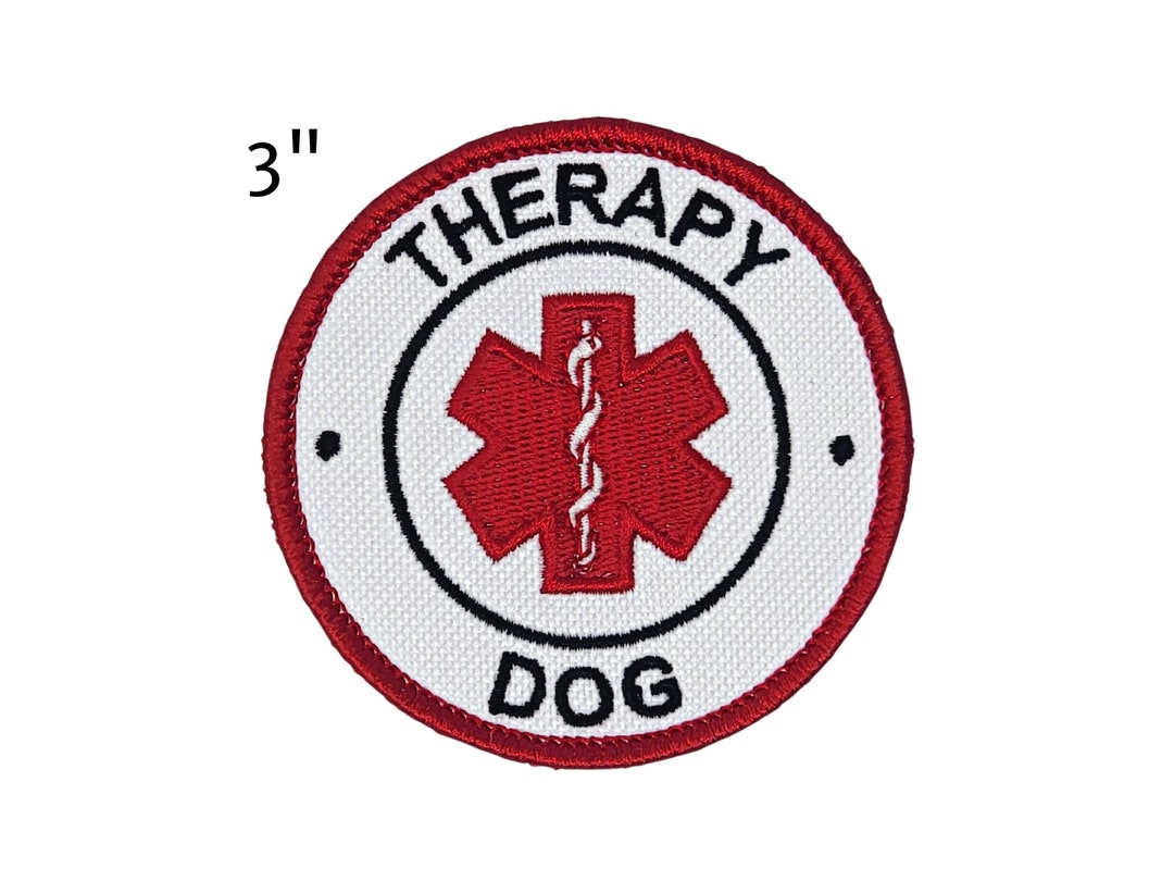 Embroidered 3-inch Round Patch With "therapy Dog" Text and Medical ...