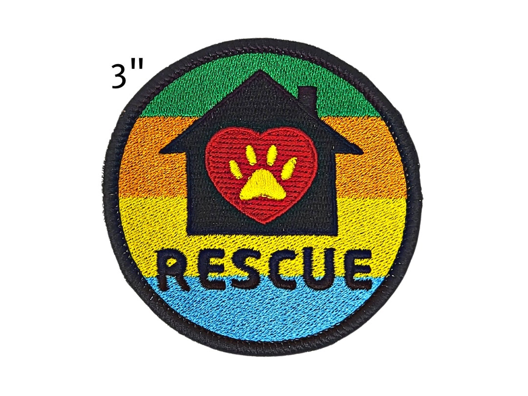 Dog Rescue Patch | 3 Inch Round Patch | Embroidered Rescue Dog Patch ...