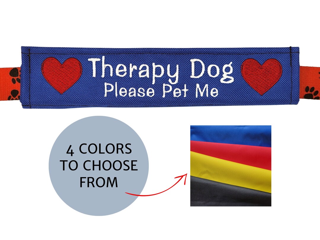 Embroidered Dog Leash Wrap: "therapy Dog - Please Pet Me" Text and ...