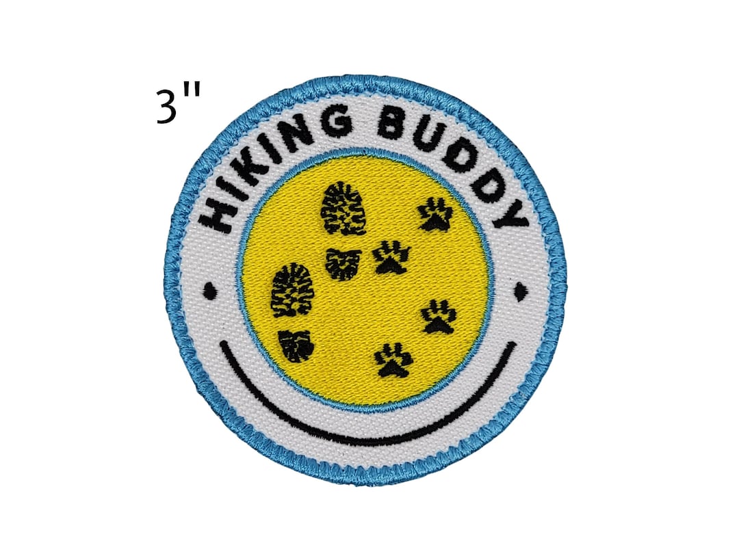 3-inch Round Patch: "hiking Buddy" on a White Patch | Embroidered ...