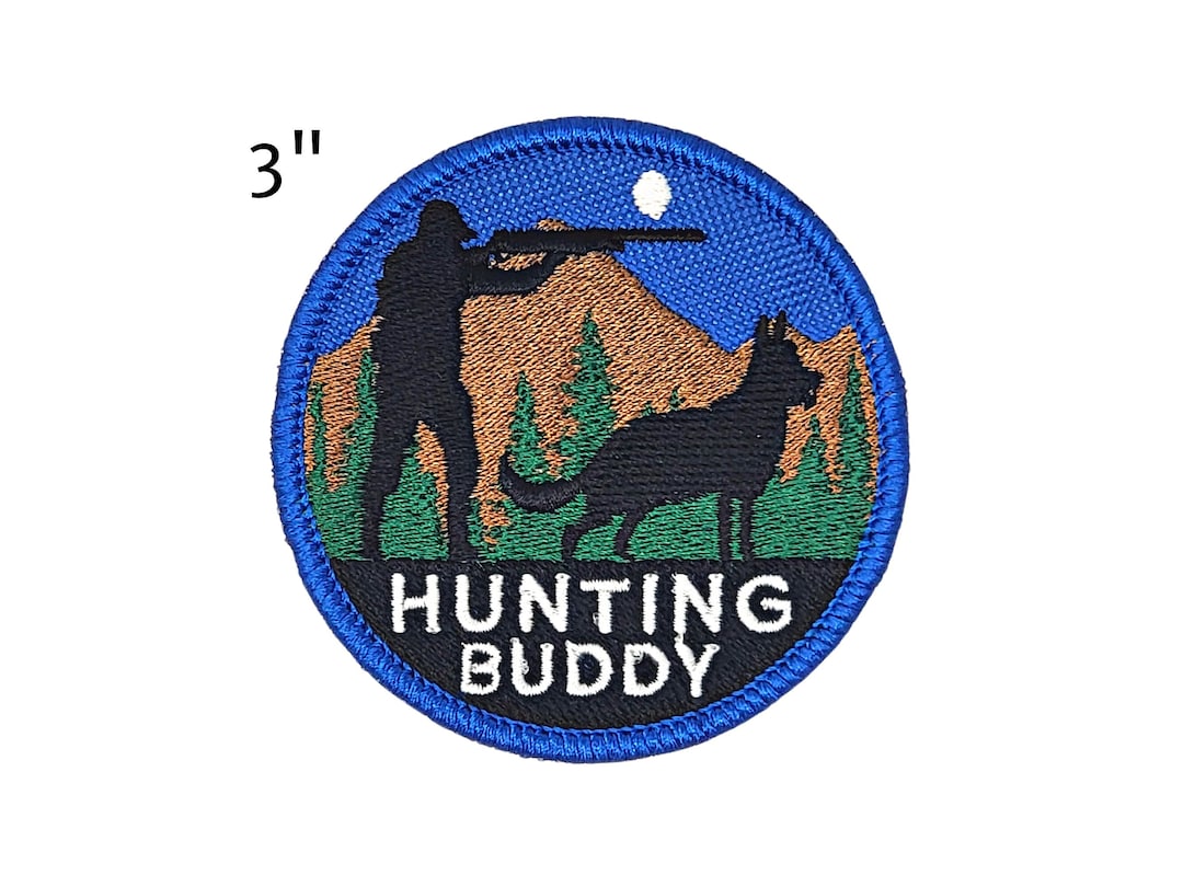 Embroidered 3-inch Round Patch: "hunting Buddy" | Hunter Dog Patch ...