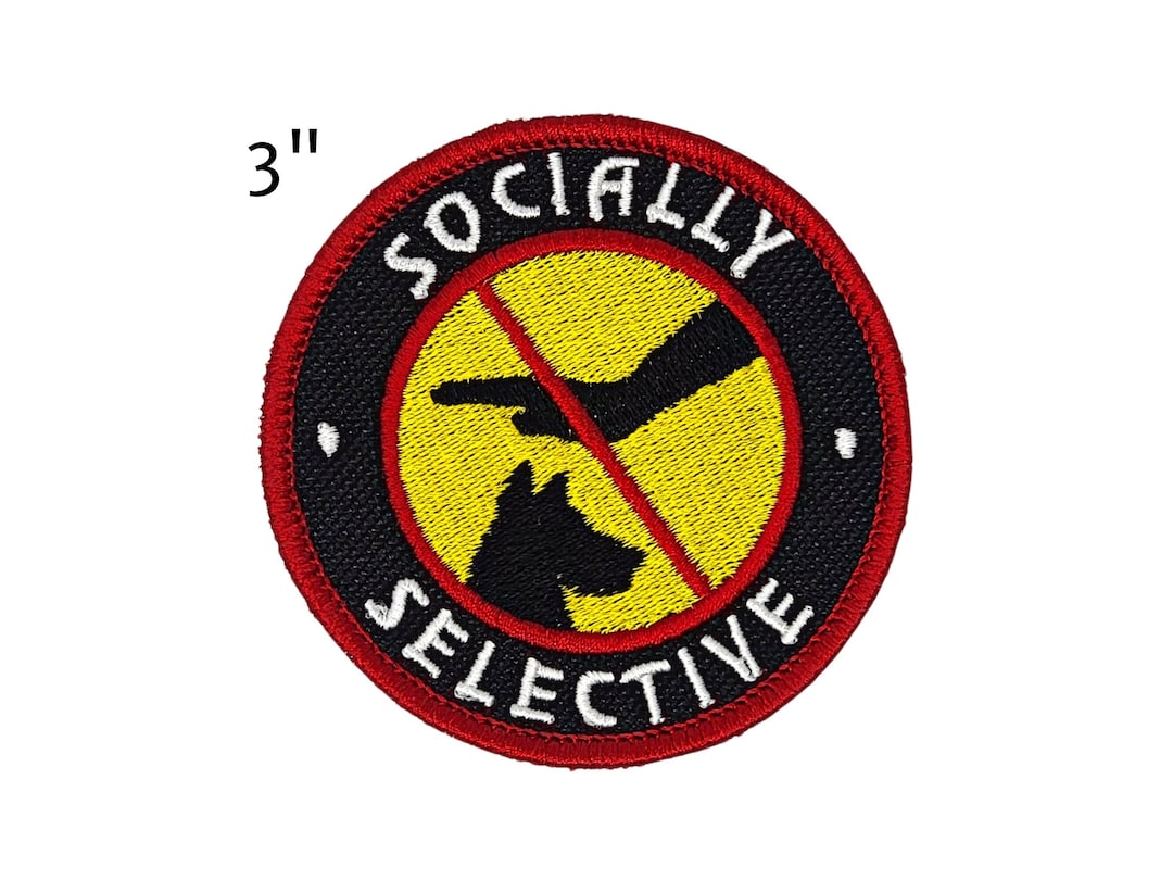 Socially Selective Embroidered Dog Patch With No-pet Symbol | 3-inch Round Patch for Dogs With ...